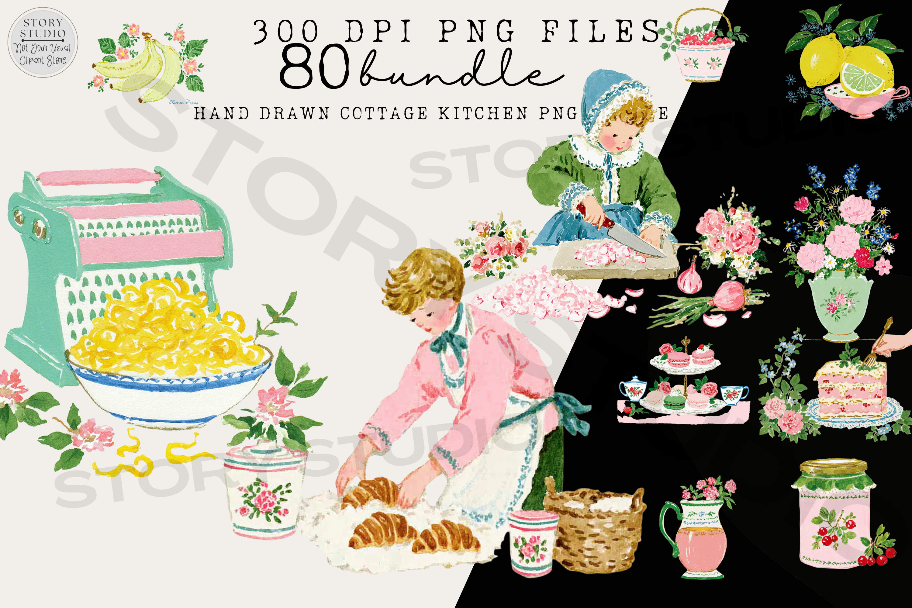 Hand Drawn Cottage Kitchen PNG Bundle Graphic by Story Studio ...