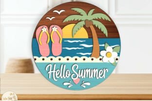 Hello Summer Door Hanger Laser Cut SVG · Creative Fabrica