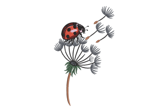 Ladybug on Dandelion · Creative Fabrica