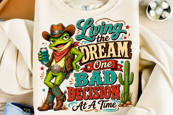Living the Dream Frog Cowboy PNG Graphic by NowGiftsBoutique · Creative ...