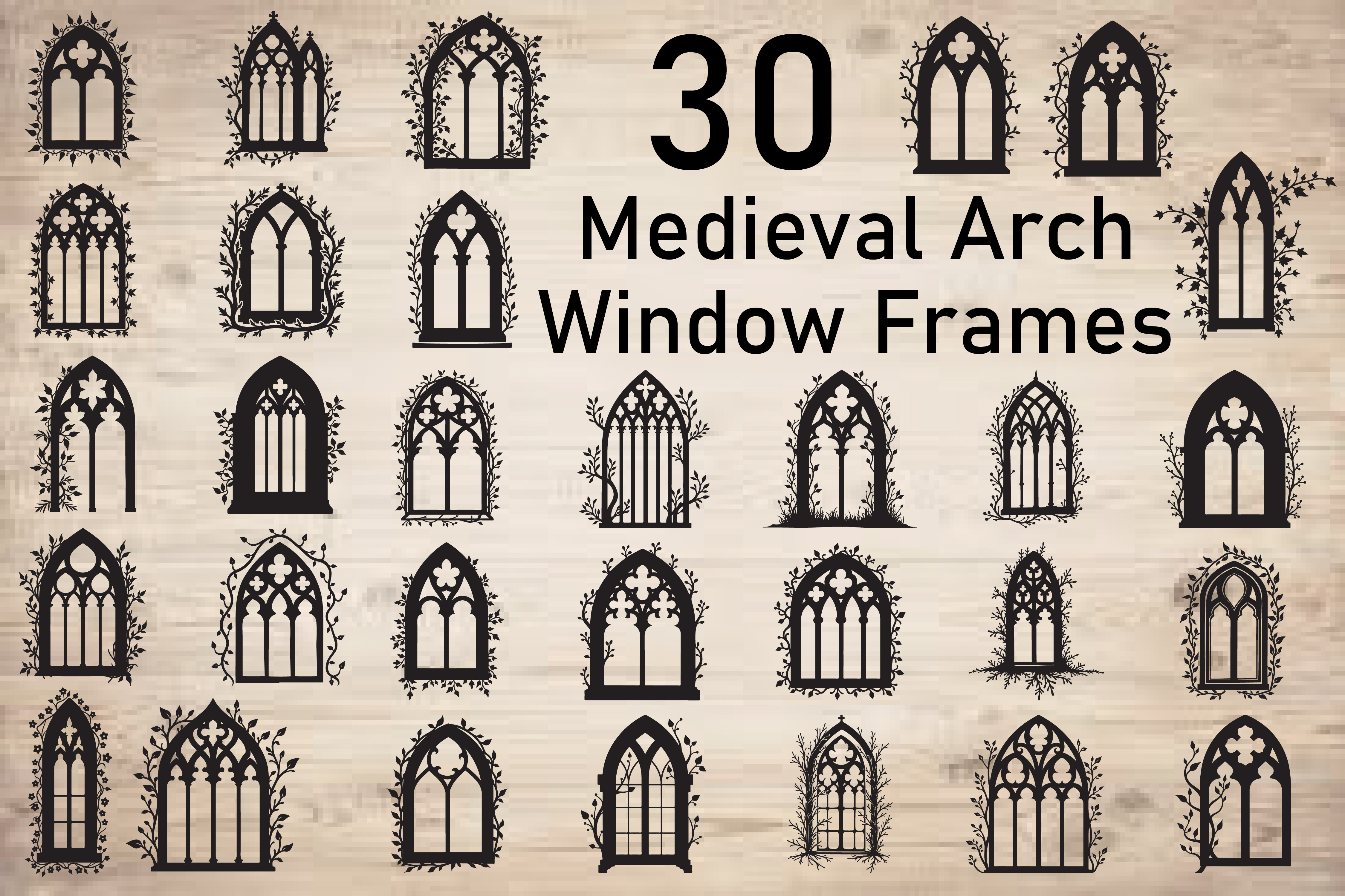 Medieval Arch Window Frames Graphic by Pro_designs · Creative Fabrica