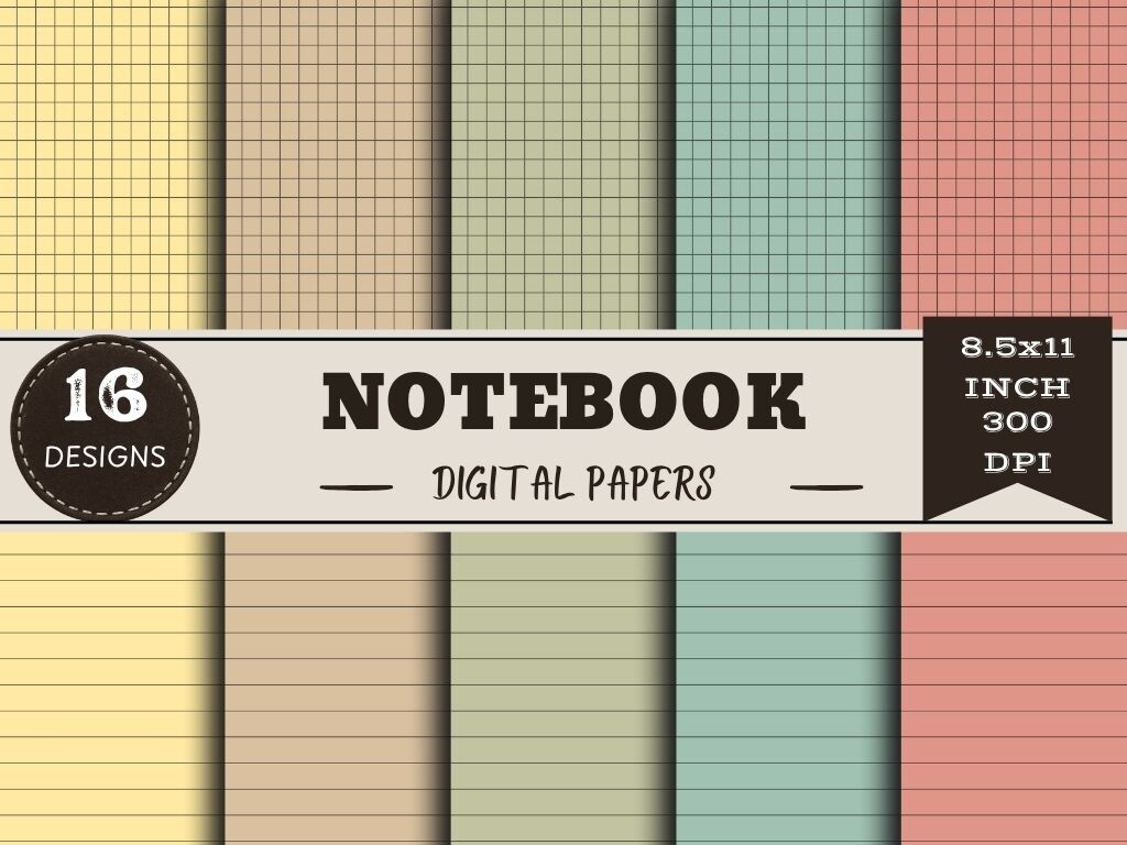 Notebook Digital Paper Pack Graphic by Digital Neverland · Creative Fabrica
