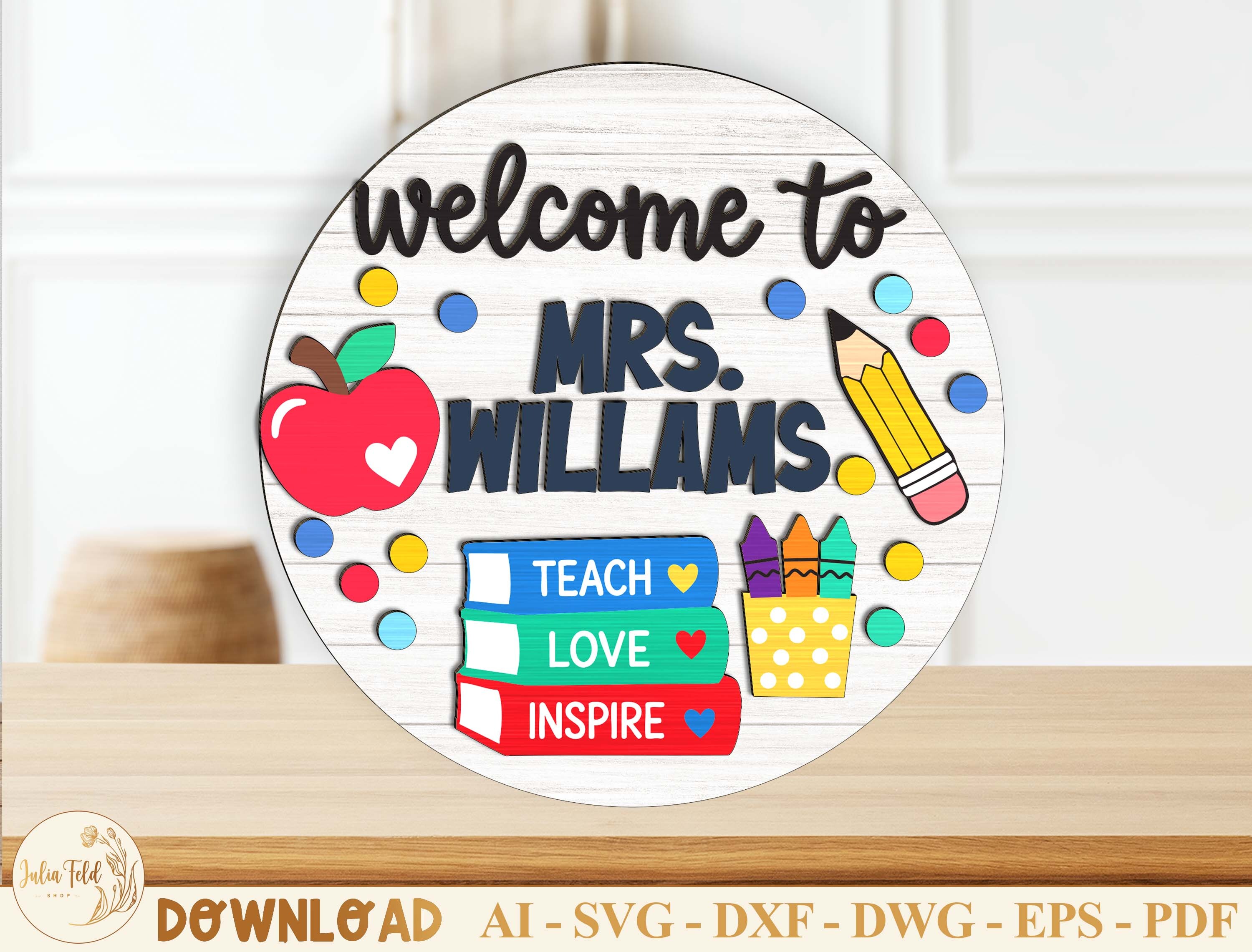 Personalized Teacher Door Hanger SVG · Creative Fabrica