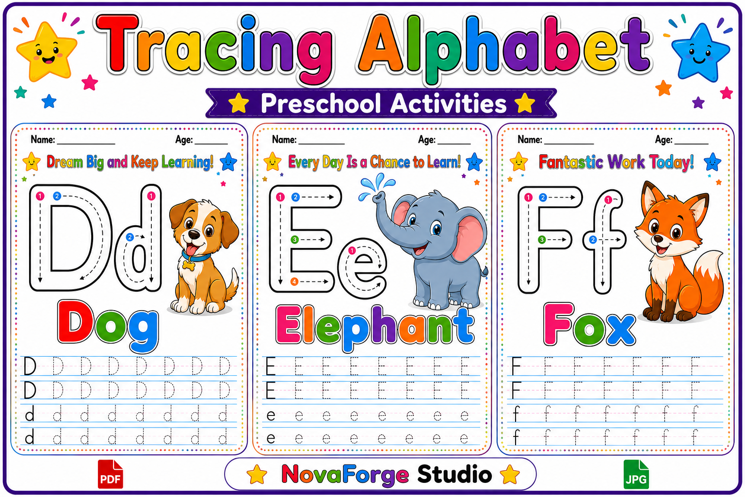 Preschool Alphabet D-E-F Worksheets Graphic by NovaForge Studio ...