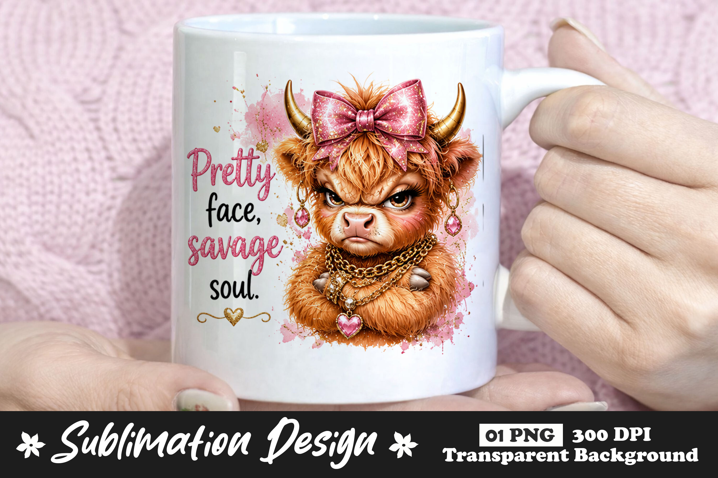 Pretty Face Savage Soul Highland Cow PNG Graphic by Artify Hub Studio ...