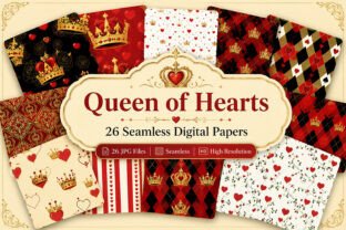 Queen of Hearts Seamless Digital Bundle Graphic by T.D. House ...