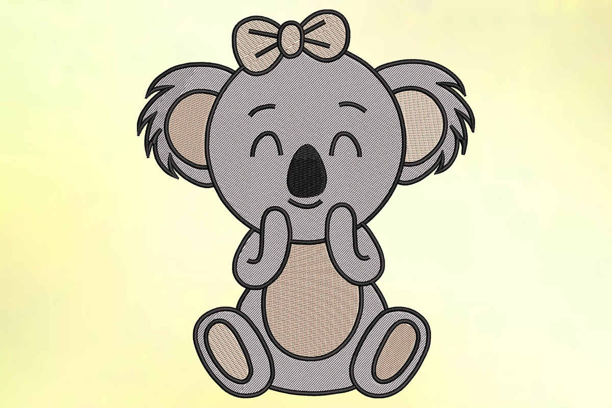 Shy Koala Embroidery Design · Creative Fabrica