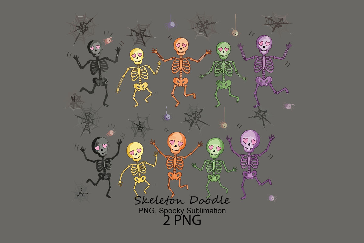 Skeleton Doodle PNG, Spooky Sublimation Graphic by Dreamy Art ...