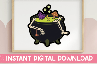 Skeleton in Cauldron Halloween Sticker Graphic by October Second ...