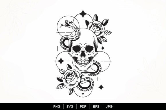 Skull Snake Rose Gothic SVG Graphic by rsbrandingbd · Creative Fabrica