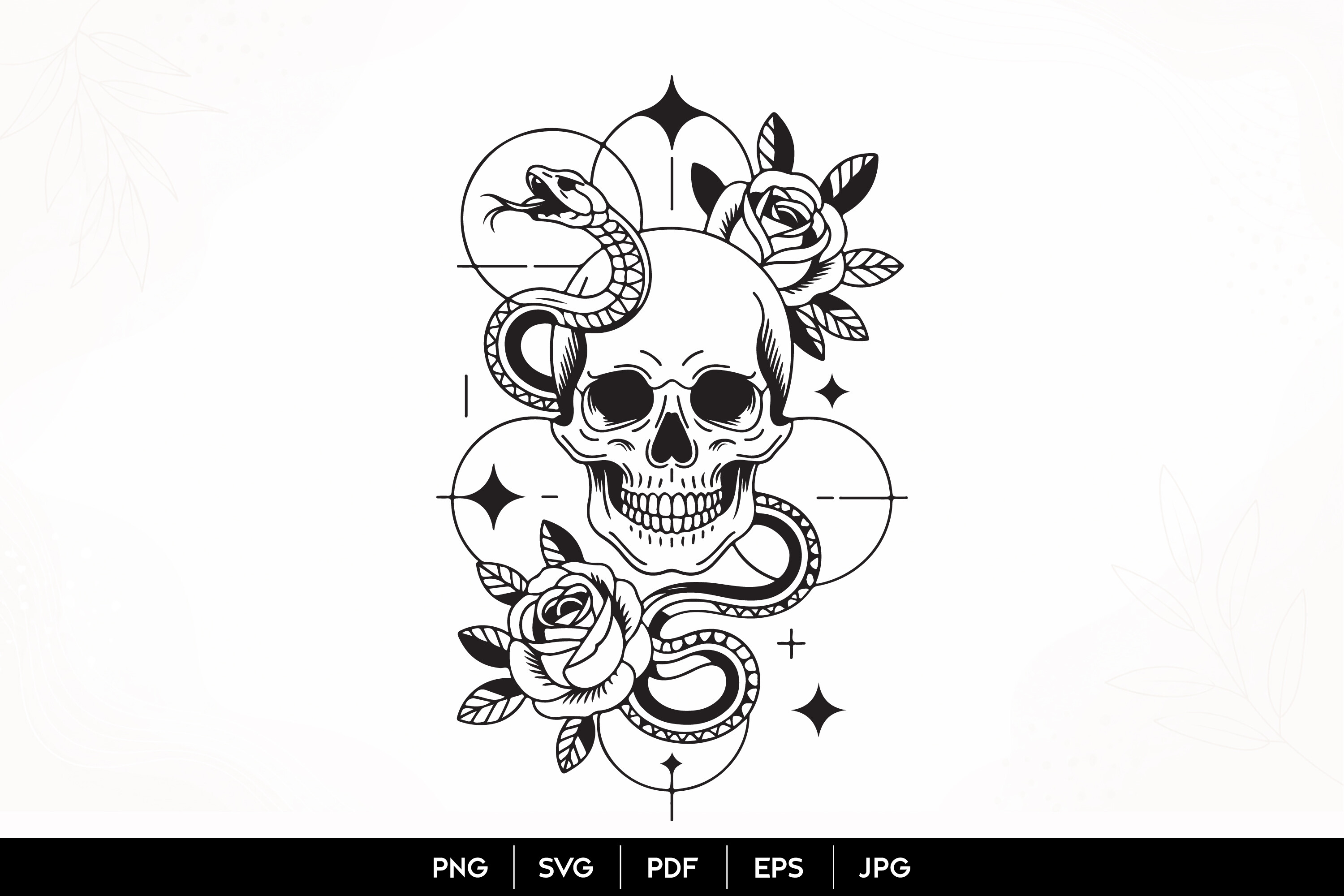 Skull Snake Rose Gothic SVG Graphic by rsbrandingbd · Creative Fabrica