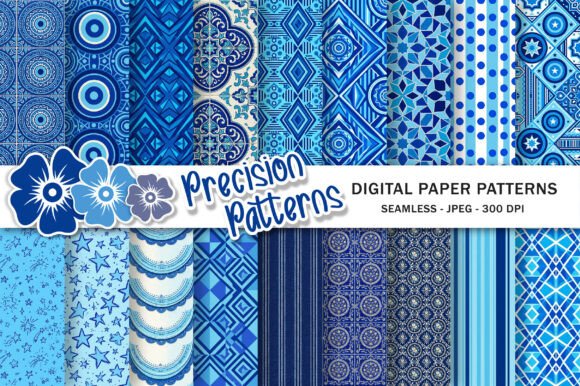 Sky Blue and Royal Blue Geometric Patter Graphic by Precision Patterns ...