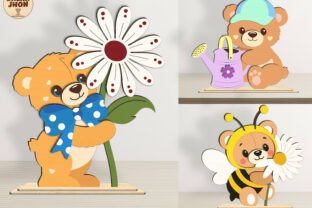 Spring Bear 3D Layered SVG Bundle · Creative Fabrica