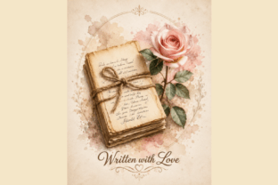 Vintage Love Letters Watercolor Graphic by juman · Creative Fabrica