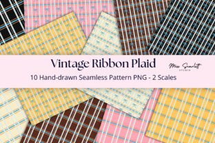 Vintage Ribbon Plaid Seamless Patterns Graphic by Miss Scarlett Studio ...