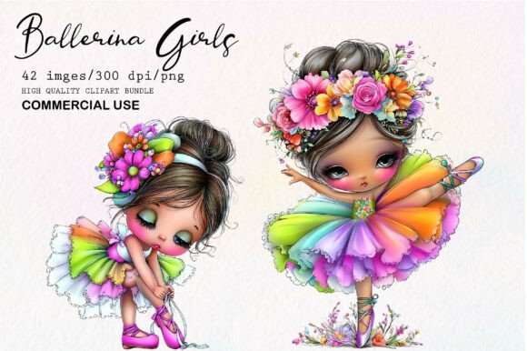 Whimsical Ballerina Girls Clipart Graphic by Print Magic · Creative Fabrica