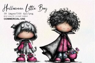 Whimsical Halloween Little Boy Clipart Graphic by Print Magic ...
