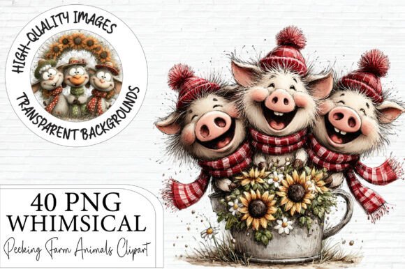 Whimsical Peeking Farm Animals Clipart Graphic by Artoya · Creative Fabrica