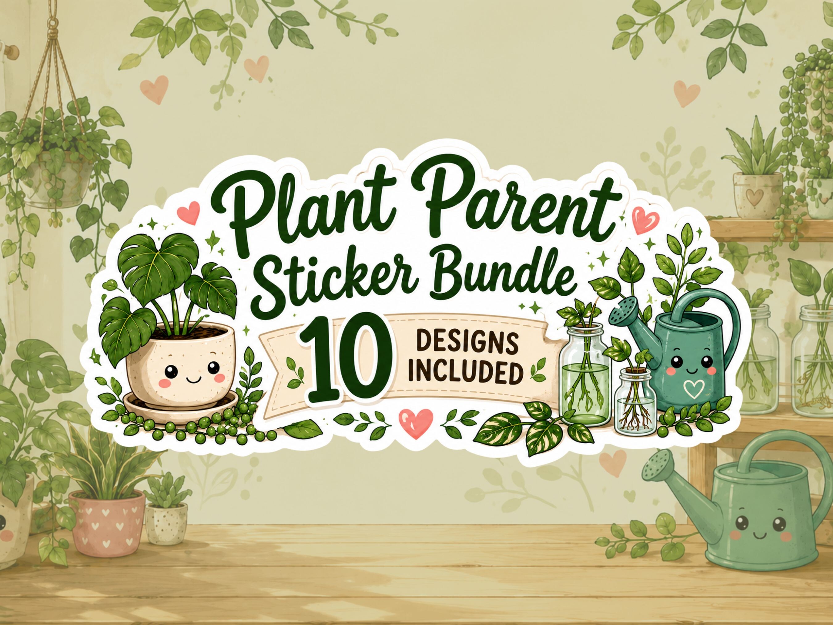 10x Cute Plant Lover Sticker Bundle Graphic by Alx-Designs · Creative ...