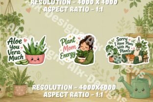 10x Cute Plant Lover Sticker Bundle Graphic by Alx-Designs · Creative ...