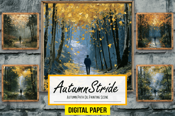 Autumn Path Oil Painting Graphics Scene Graphic by Canvas Elegance ...