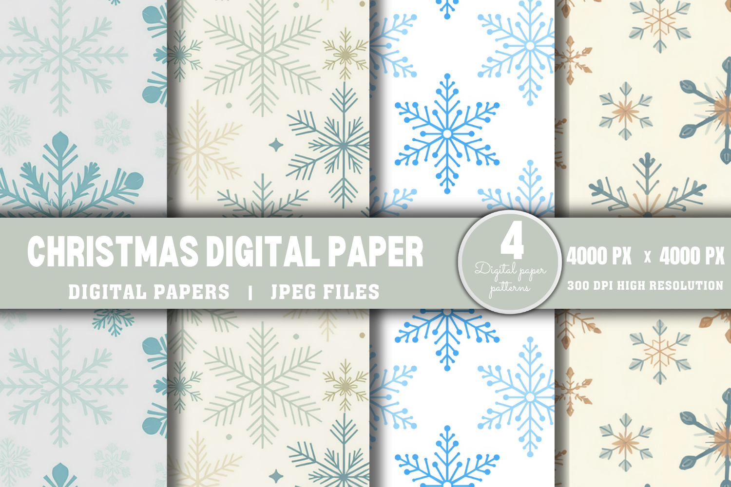 Christmas Digital Paper, Snowflake, Graphic by Craft Palette · Creative ...