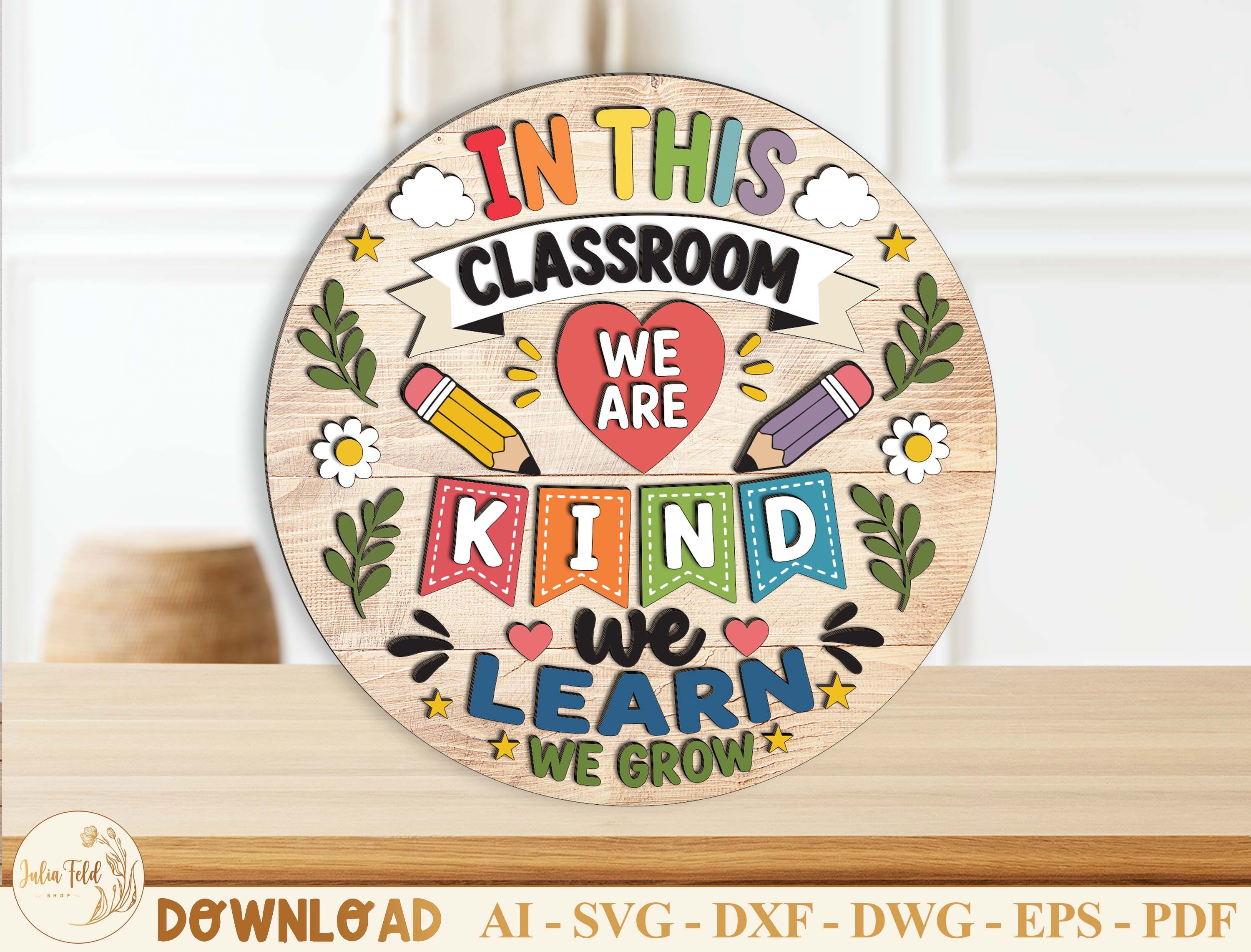 Classroom Round Sign Laser Cut File SVG · Creative Fabrica