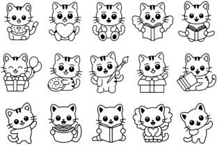 Cute Cat Line Art SVG Bundle Graphic by Priyo Design Shop · Creative ...