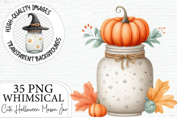 Cute Halloween Mason Jar PNG Clipart Graphic by Artoya · Creative Fabrica