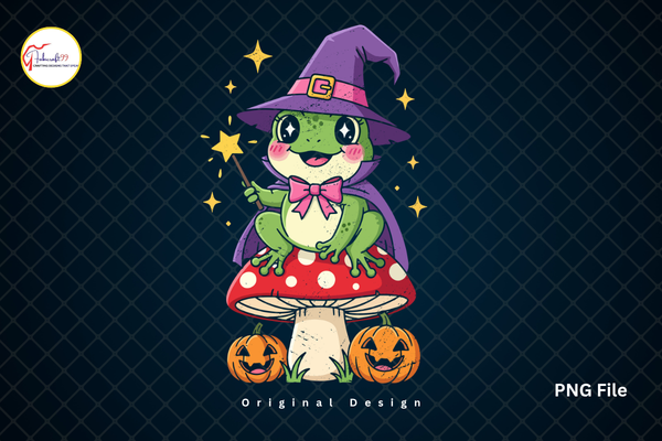 Cute Kawaii Witch Frog Halloween PNG Graphic by FabiCraft99 · Creative ...