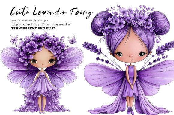 Cute Lavender Fairy Whimsical Clipart Graphic by Dreamshop · Creative ...