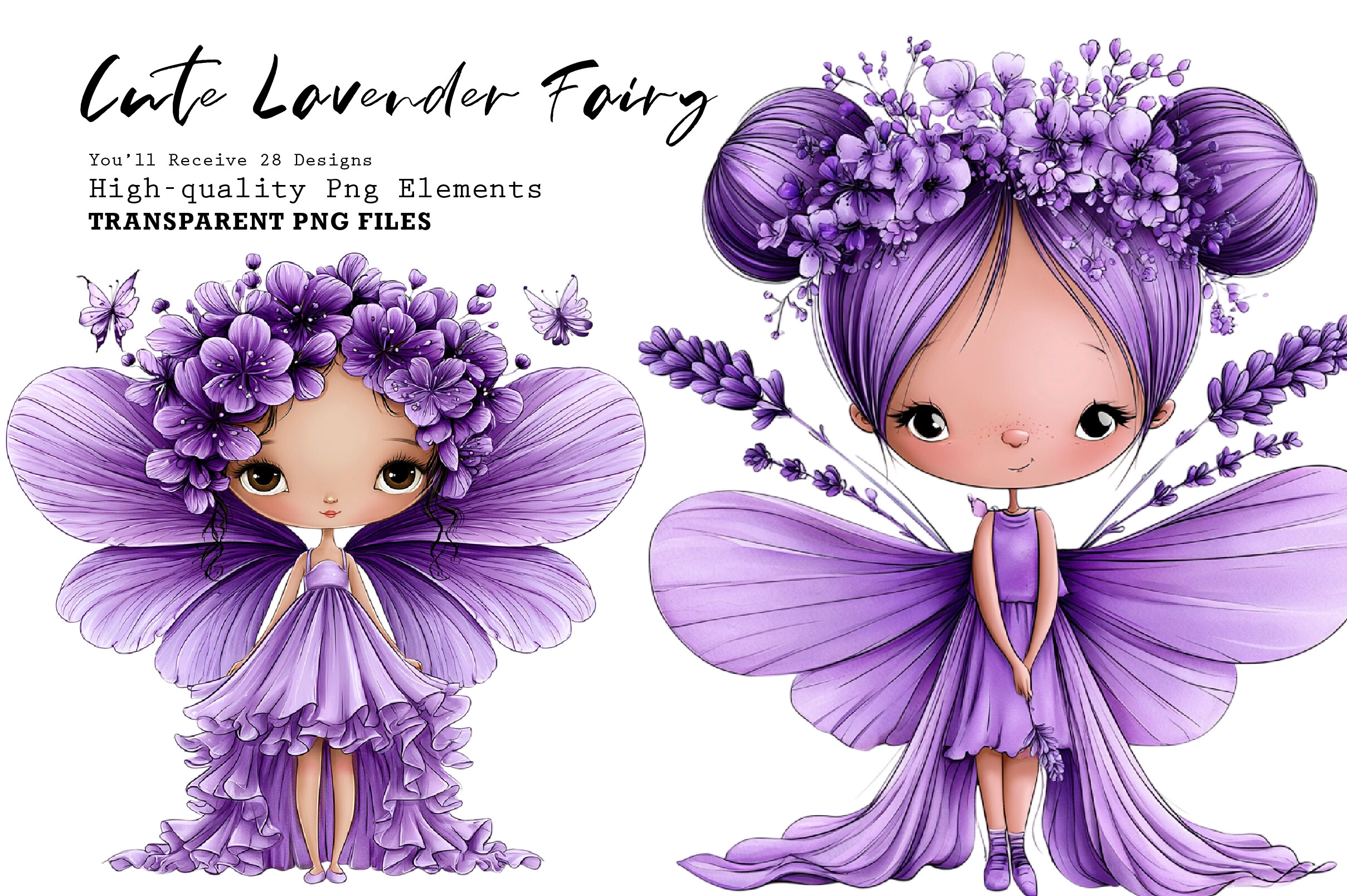 Cute Lavender Fairy Whimsical Clipart Graphic by Dreamshop · Creative ...