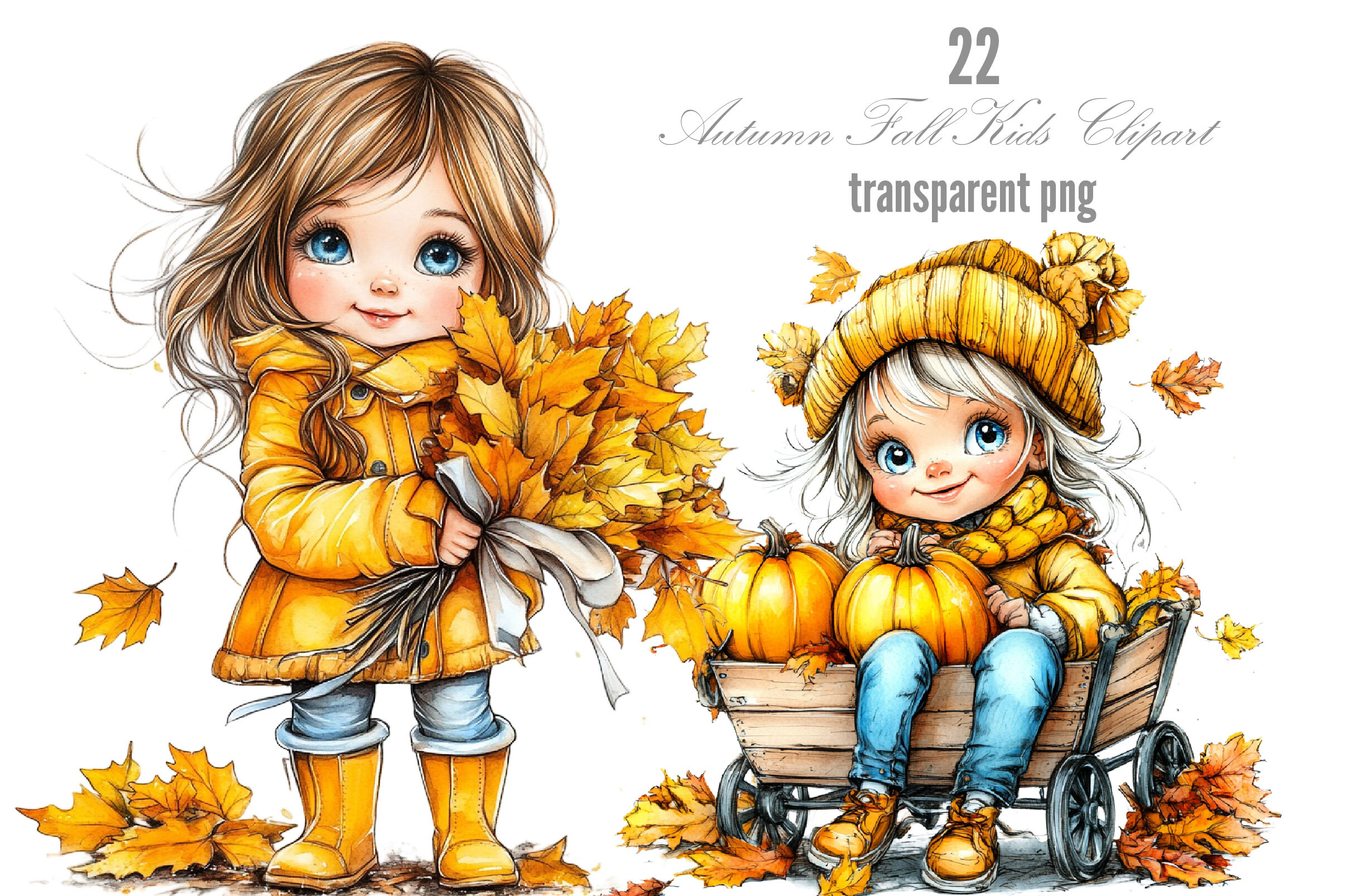 Enjoy Autumn Fall Kids Clipart Design Graphic by king store · Creative ...