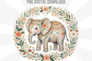 Floral Folk Art Elephant Watercolor PNG Graphic by ArtbyCrystalJennings ...