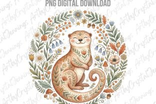 Floral Folk Art Otter Clipart PNG Graphic by ArtbyCrystalJennings ...