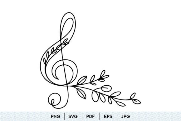 Floral Treble Clef One Line SVG Graphic by Team RAS · Creative Fabrica