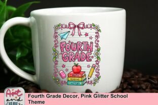 Fourth Grade Decor, Pink Glitter School Theme Graphic by art and create ...