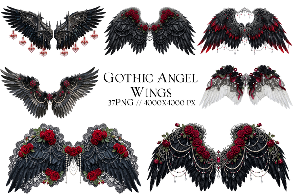 Gothic Angel Wings Clipart Graphic by Phoenixvect · Creative Fabrica