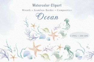Hand Painted Watercolor Ocean Clipart Graphic by Alla Mironenko ...