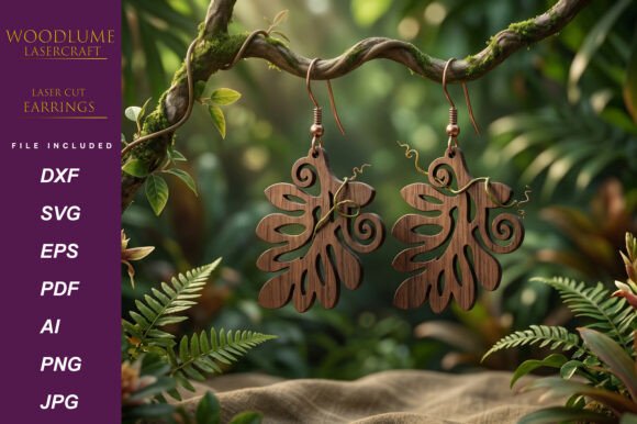 Leaf Earrings Laser Cut SVG · Creative Fabrica