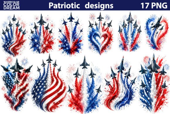 Patriotic Jet Clipart | 4th of July Graphic by WatercolorColorDream ...