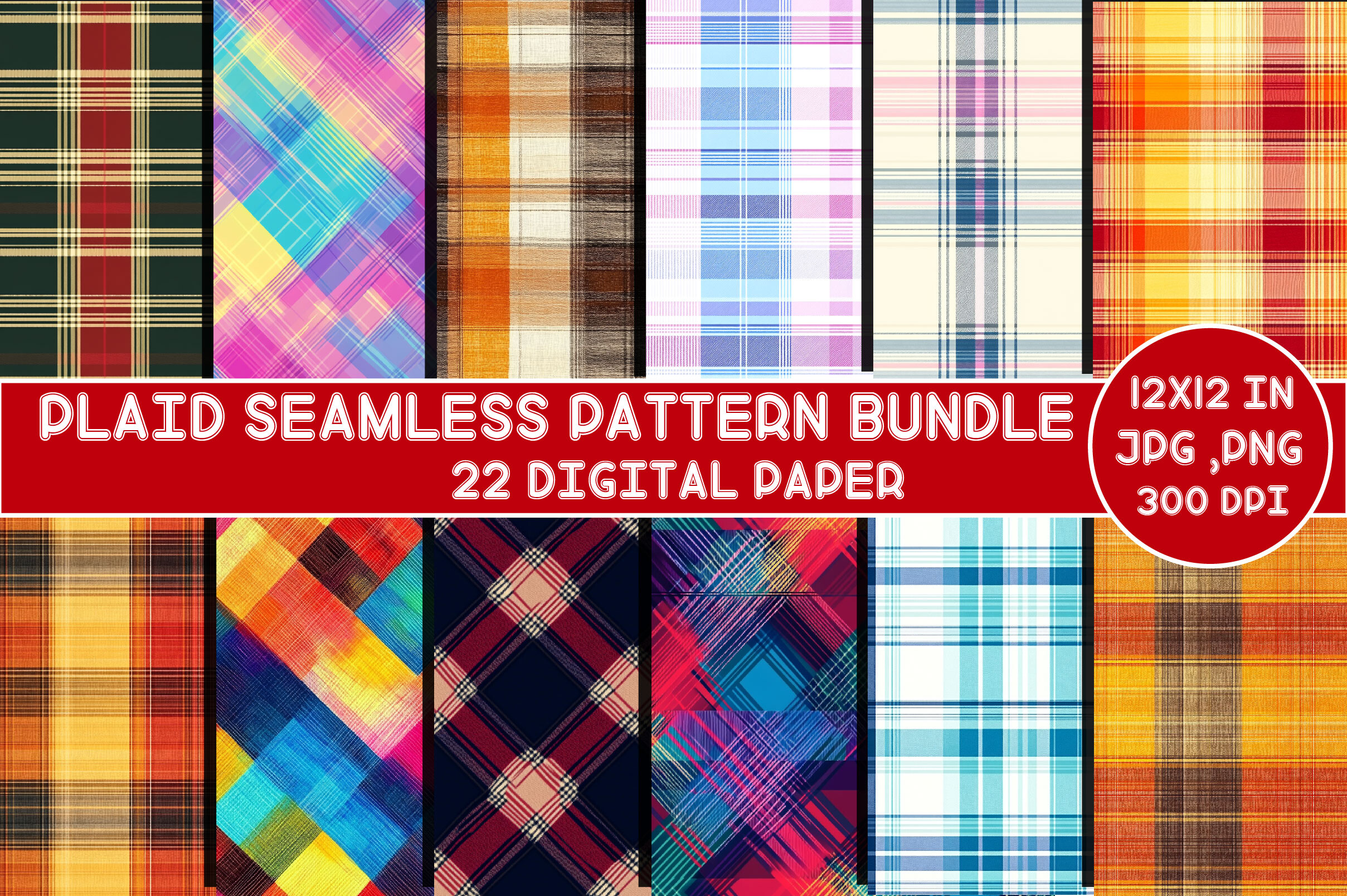 Plaid Seamless Pattern Bundle Graphic by designking · Creative Fabrica