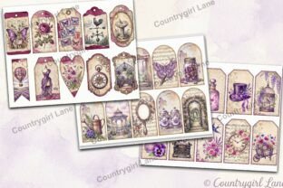 Purple Butterfly Tag Junk Journal Graphic by Countrygirl Lane ...