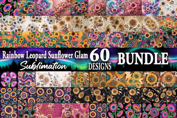 Rainbow Leopard Sunflower Glam Bundle Graphic by tranphuocloc090197 ...