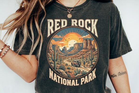 Red Rock National Park Vintage Sunset Graphic by gregoraciiart ...