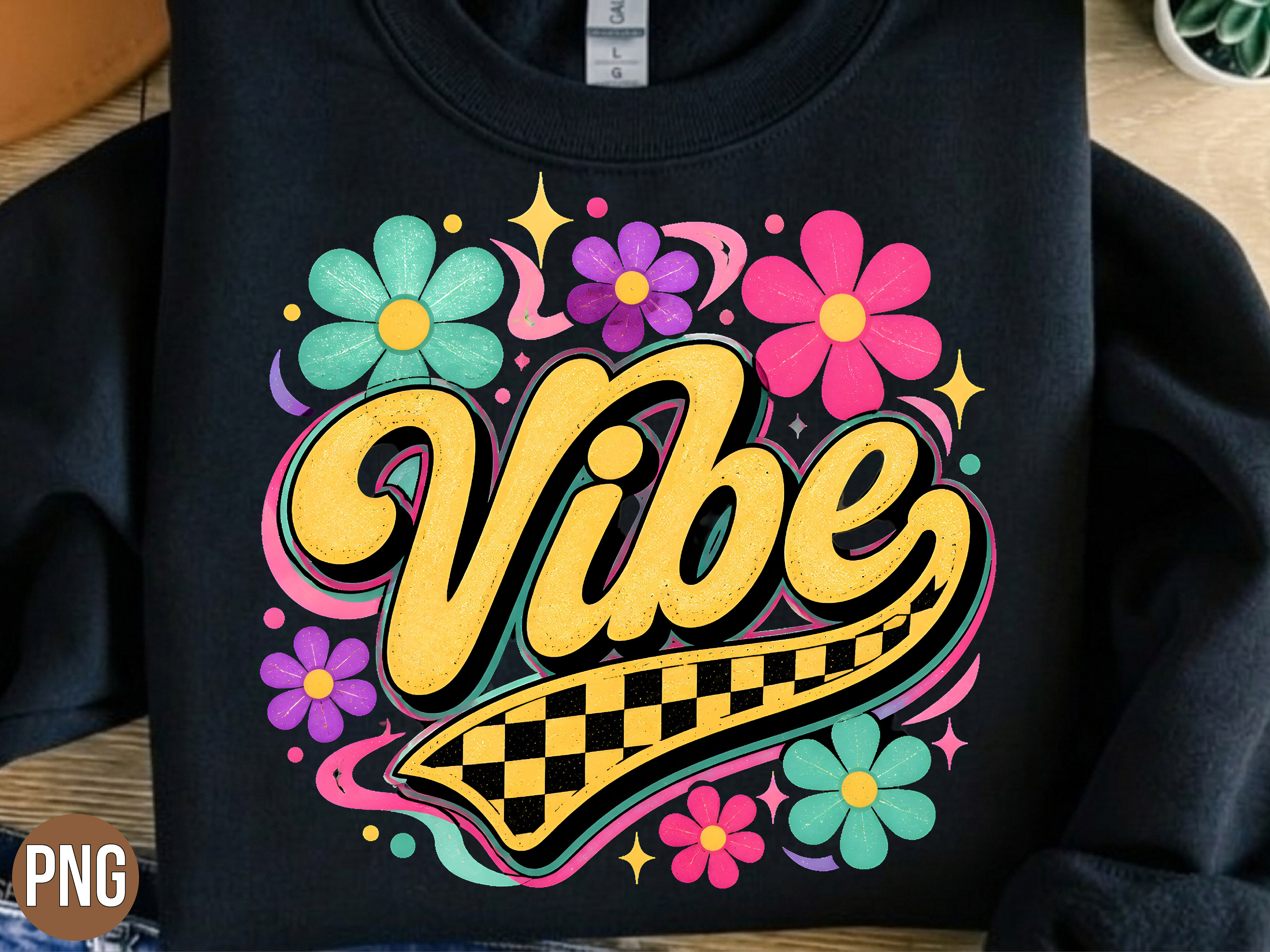 Retro Groovy Vibe Daisy Flower PNG SHIRT Graphic by Bee Prints ...