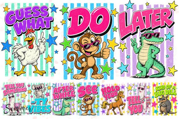 Retro Summer Animal Pun Sublimation PNGs Graphic by Summer Digital ...