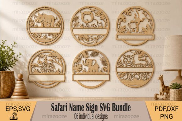 Safari Name Sign SVG Bundle · Creative Fabrica