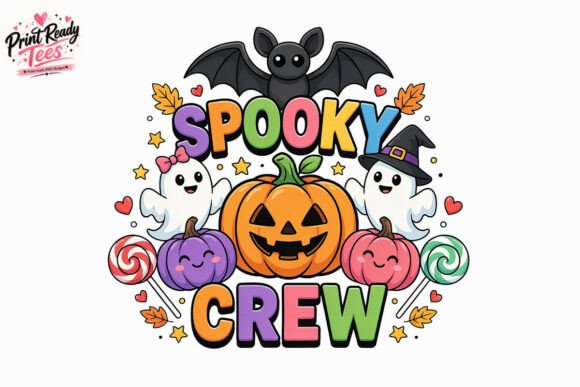 Spooky Crew Halloween Pumpkin Ghost PNG Graphic by PrintReadyTees ...