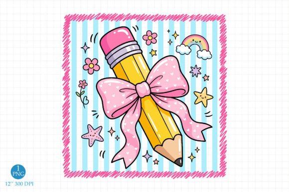 Striped Coquette Pencil PNG, Teach Love Graphic by LibbyWishes ...